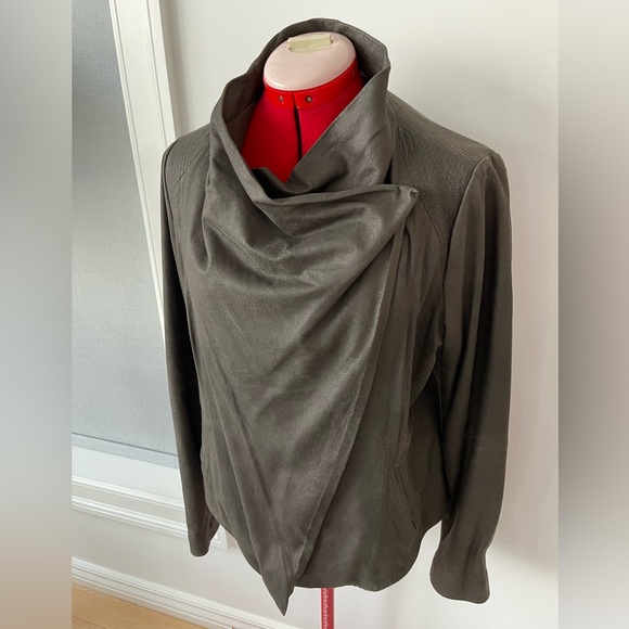 Vince | Jackets & Coats | Vince Leather Drape Jacket In Gray | Poshmark